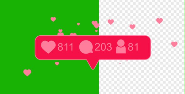 Instagram like comment follow counter green screen and alpha video ...