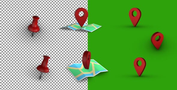 Map Location icon animation in green screen and transparent background ...
